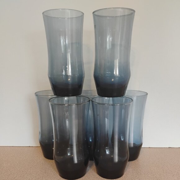Libbey | Dining | Libbey Vintage Apollo Pattern Dusky Blue Tall Tumber ...